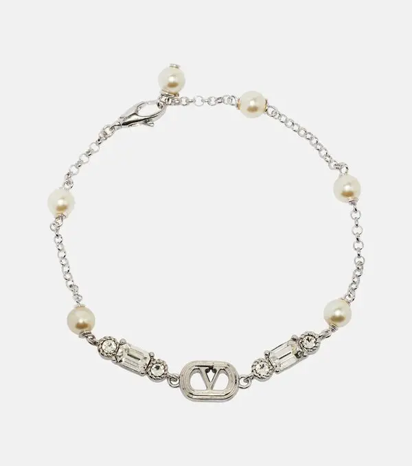 Valentino Garavani Vlogo Embellished Chain Bracelet - Silver