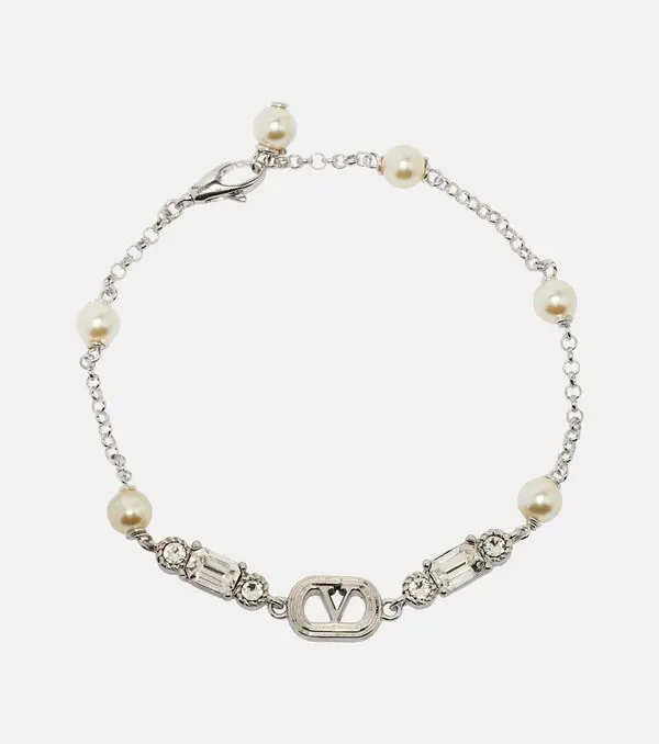 Valentino Garavani Vlogo Embellished Chain Bracelet - Silver