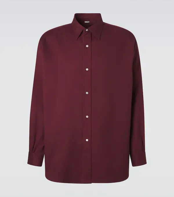 A.PRESSE Cotton Twill Shirt - Burgundy