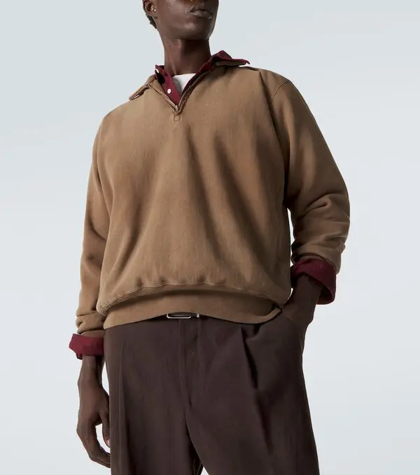 A.PRESSE Cotton Fleece Half-zip Sweatshirt - Brown