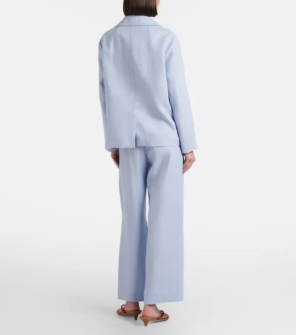 Max Mara Amedea Linen Wide-leg Pants - Blue