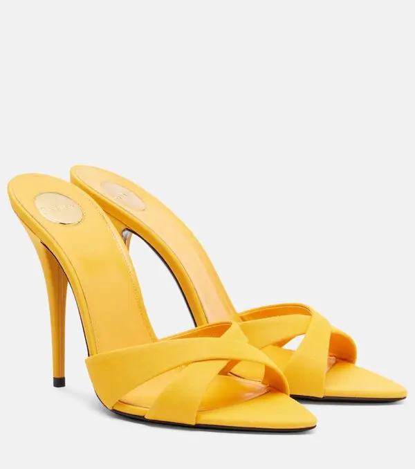 Saint Laurent Kirat Crêpe Satin Mules - Yellow