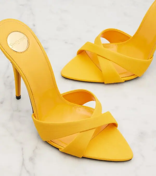 Saint Laurent Kirat Crêpe Satin Mules - Yellow