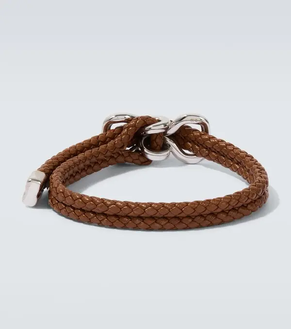 Bottega Veneta Leather And Sterling Silver Bracelet