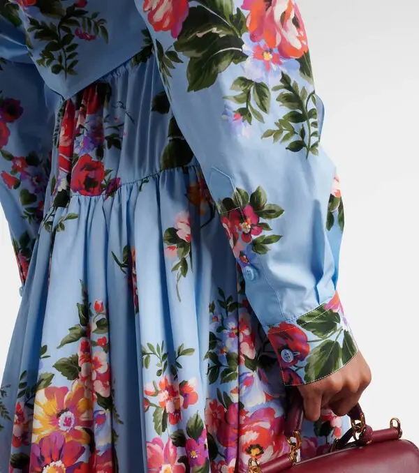 Dolce & Gabbana Floral Cropped Cotton Shirt - Blue
