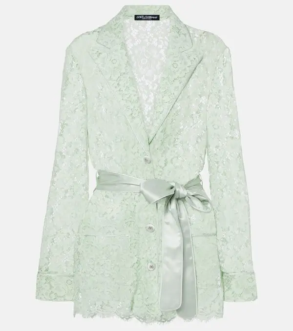 Dolce & Gabbana Belted Lace Blazer - Green