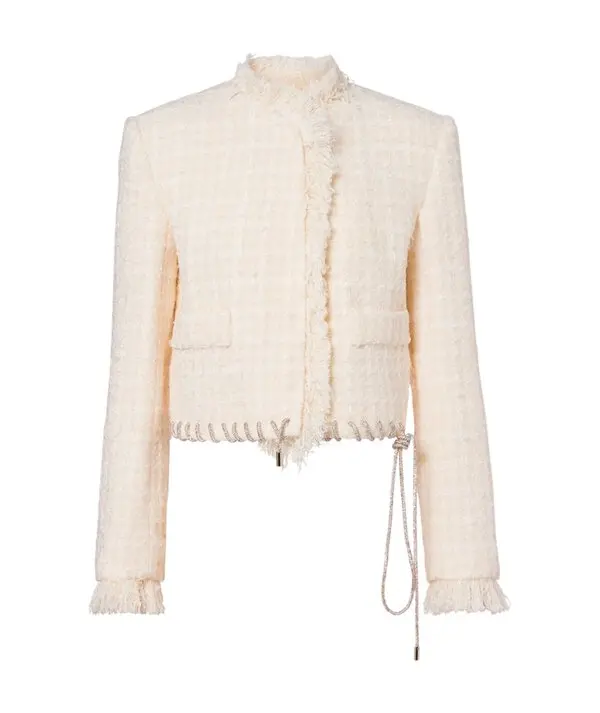 AREA Embellished Tweed Jacket - White