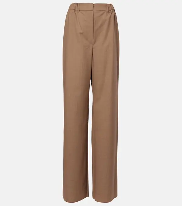 Max Mara Salpa Virgin Wool Wide-leg Pants - Beige