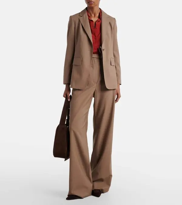 Max Mara Salpa Virgin Wool Wide-leg Pants - Beige