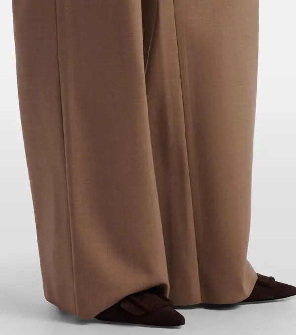 Max Mara Salpa Virgin Wool Wide-leg Pants - Beige