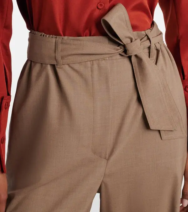 Max Mara Salpa Virgin Wool Wide-leg Pants - Beige