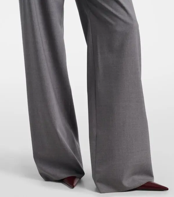 Max Mara Salpa Virgin Wool Wide-leg Pants - Grey