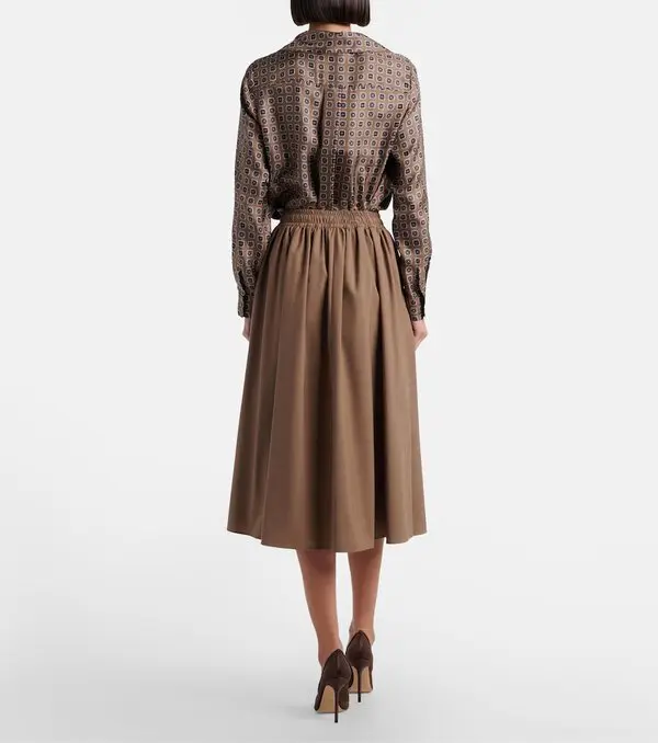 Max Mara Livrea Virgin Wool Midi Skirt - Brown