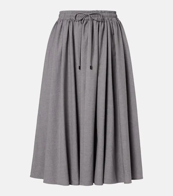 Max Mara Virgin Wool Midi Skirt - Grey