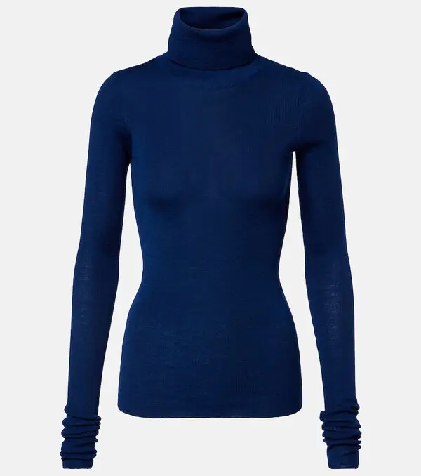 THE FRANKIE SHOP Utica Wool And Cotton Turtleneck Sweater - Blue