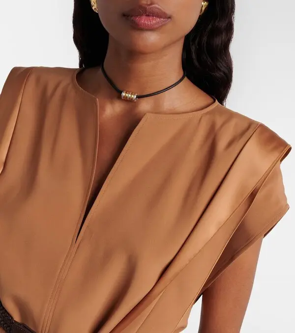 Max Mara Belted Crêpe Top - Brown