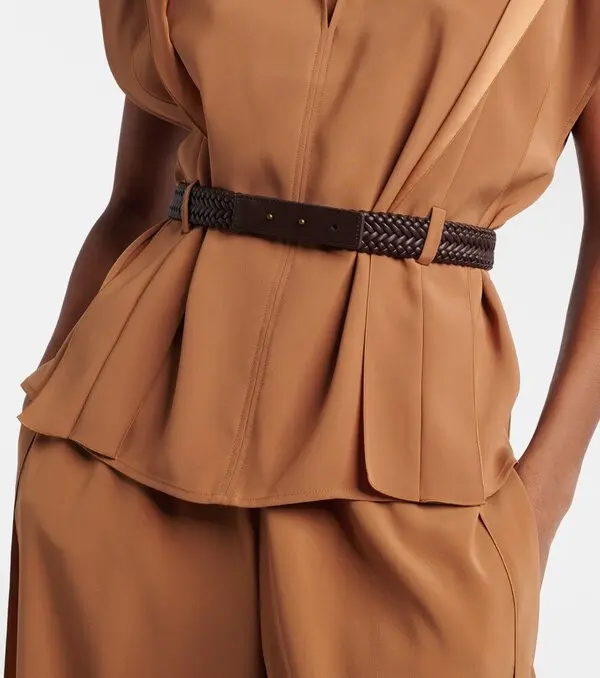 Max Mara Belted Crêpe Top - Brown