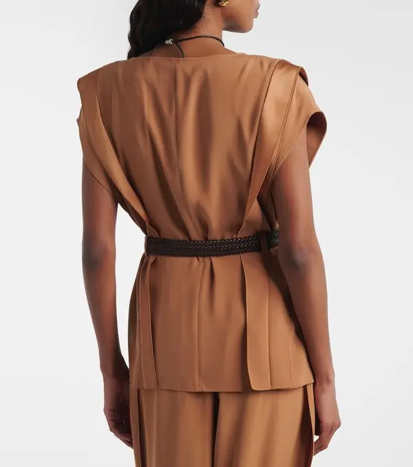 Max Mara Belted Crêpe Top - Brown