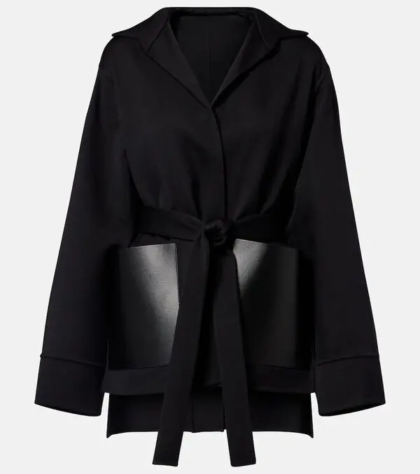 Alaïa Leather-trimmed Virgin Wool Wrap Jacket