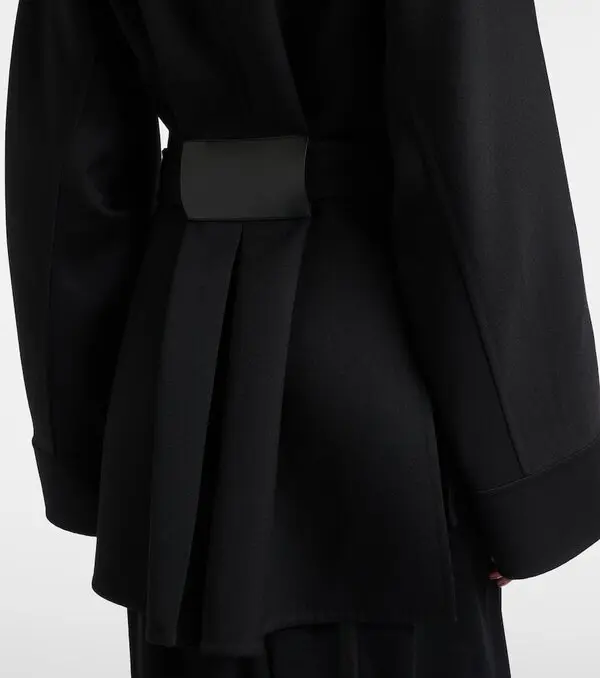 Alaïa Leather-trimmed Virgin Wool Wrap Jacket