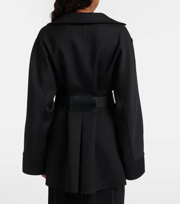 Alaïa Leather-trimmed Virgin Wool Wrap Jacket