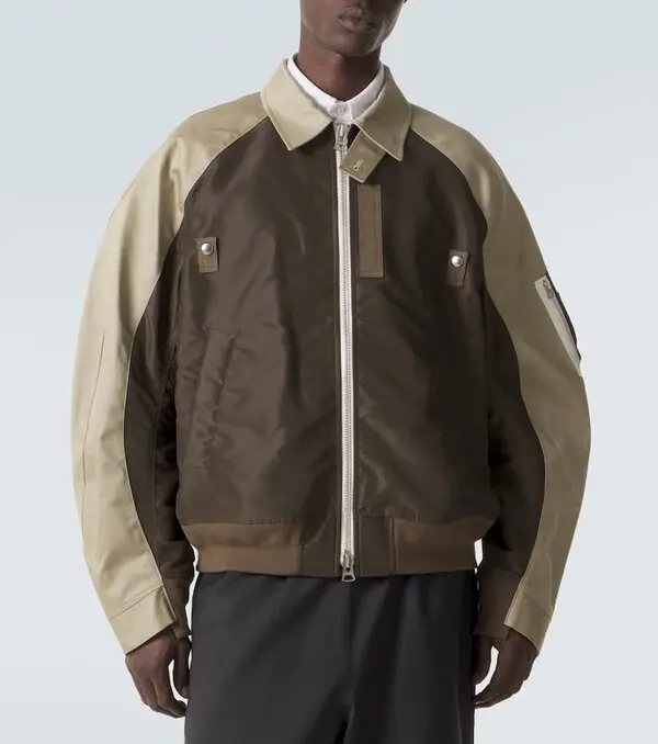 Sacai Cotton Chino And Twill Blouson Jacket - Brown