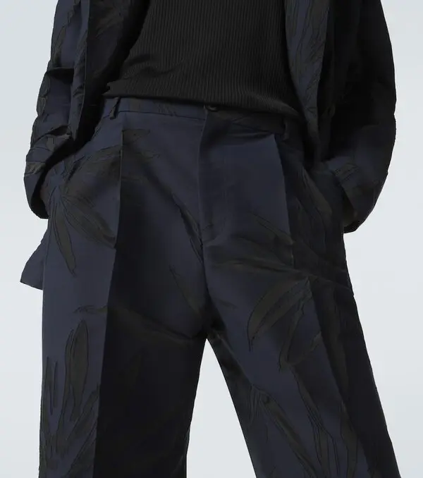 Dries Van Noten Floral Cotton-blend Straight Pants