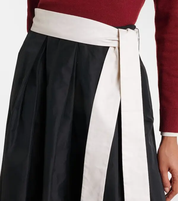 Max Mara Baschi Pleated Midi Skirt - Black