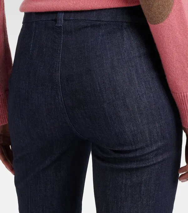 Max Mara Diana Cotton-blend Slim Pants - Blue