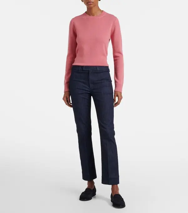 Max Mara Diana Cotton-blend Slim Pants - Blue