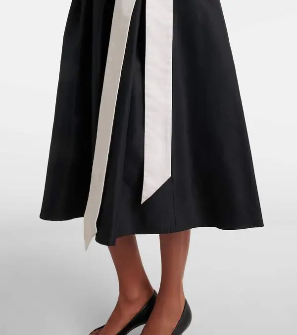Max Mara Baschi Pleated Cotton-blend Midi Skirt - Black