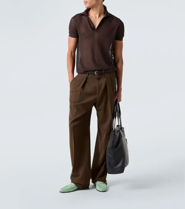 TOM FORD Semi-sheer Cotton And Silk Polo Shirt