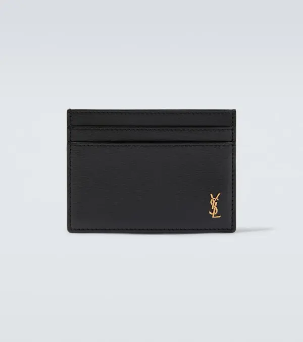 Saint Laurent Cassandre Leather Card Case - Black