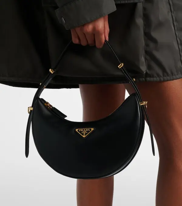 Prada Arqué Mini Leather Shoulder Bag - Black