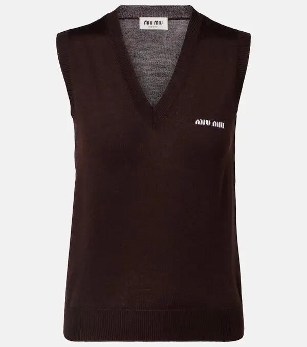 Miu Miu Logo Virgin Wool Sweater Vest