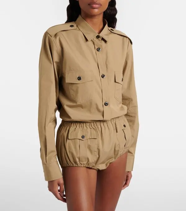 Prada Cotton Poplin Shorts - Beige