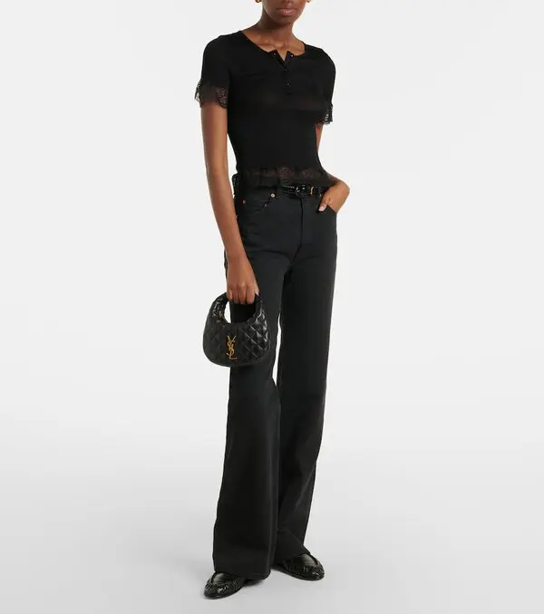 Saint Laurent Quilted Leather Top Handle Bag - Black