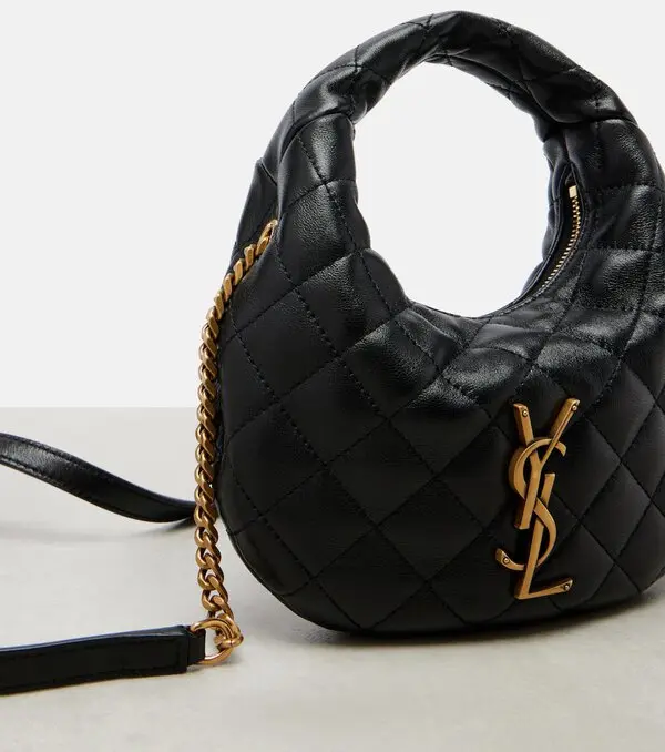 Saint Laurent Quilted Leather Top Handle Bag - Black