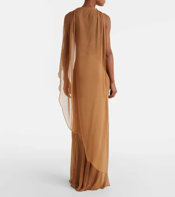 THE SEI Caped Silk Satin Gown