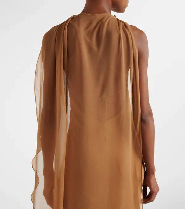 THE SEI Caped Silk Satin Gown