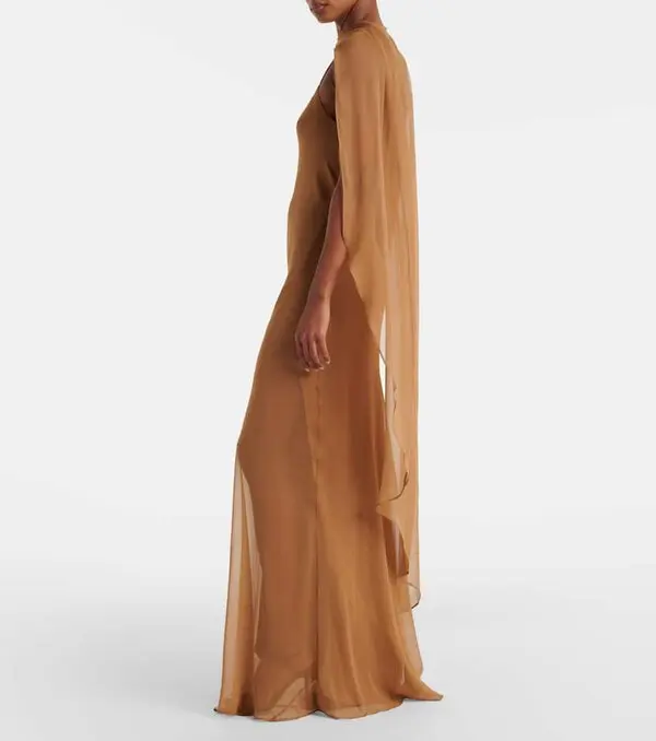 THE SEI Caped Silk Satin Gown