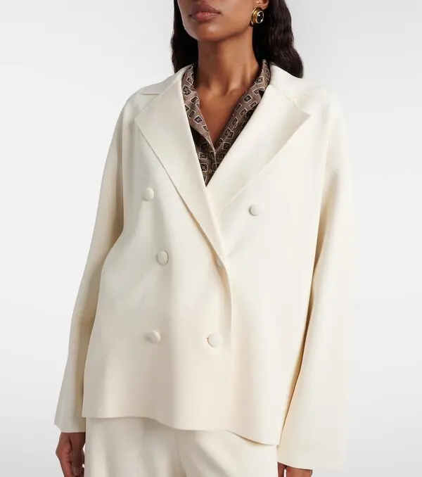 Max Mara Calte Double-breasted Crêpe Blazer - White