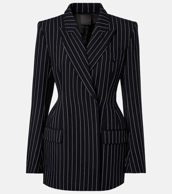 MUGLER Pinstriped Virgin Wool Blazer