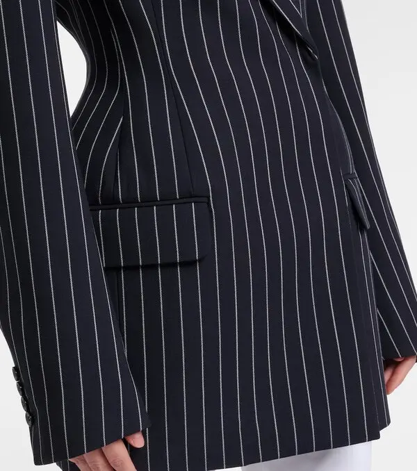 MUGLER Pinstriped Virgin Wool Blazer