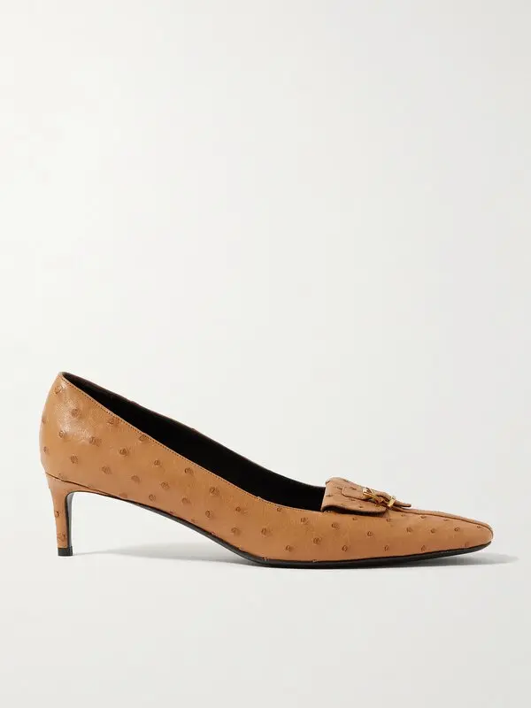 Khaite Celia Pocket Ostrich Pumps - Brown