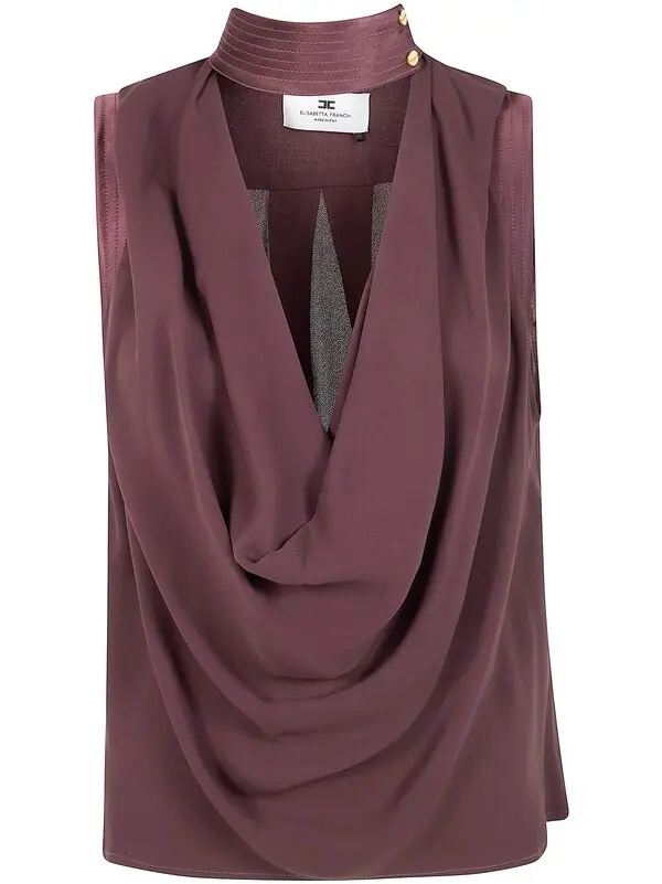 Elisabetta Franchi Sleeveless Viscose Blouse - Brown