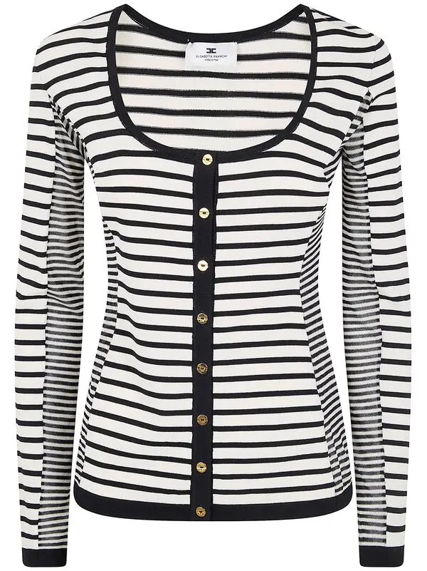 Elisabetta Franchi Tricot Squared Neck Sweater - Black