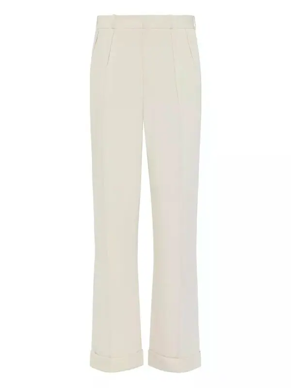 MAISON MARGIELA Cuffed Pleated Trousers - Neutrals