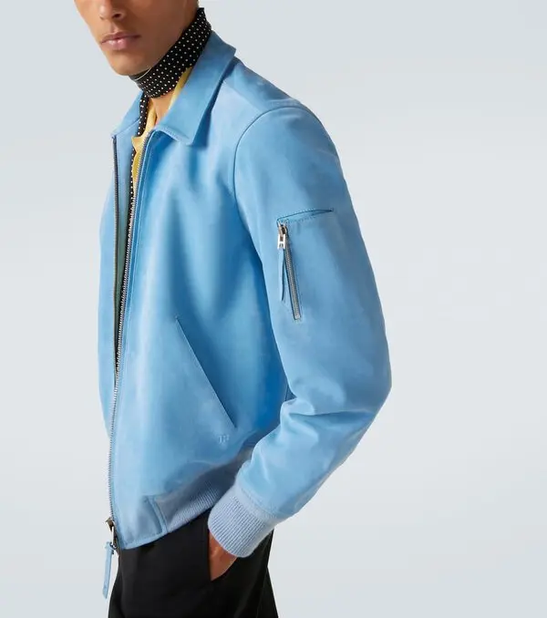 TOM FORD Suede Blouson Jacket - Blue