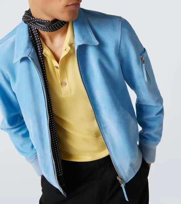 TOM FORD Suede Blouson Jacket - Blue